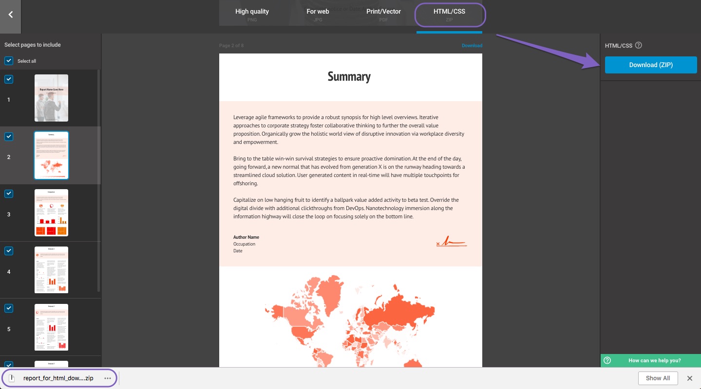 Downloading Your Project As Interactive Html File Infogram Support Center 4711